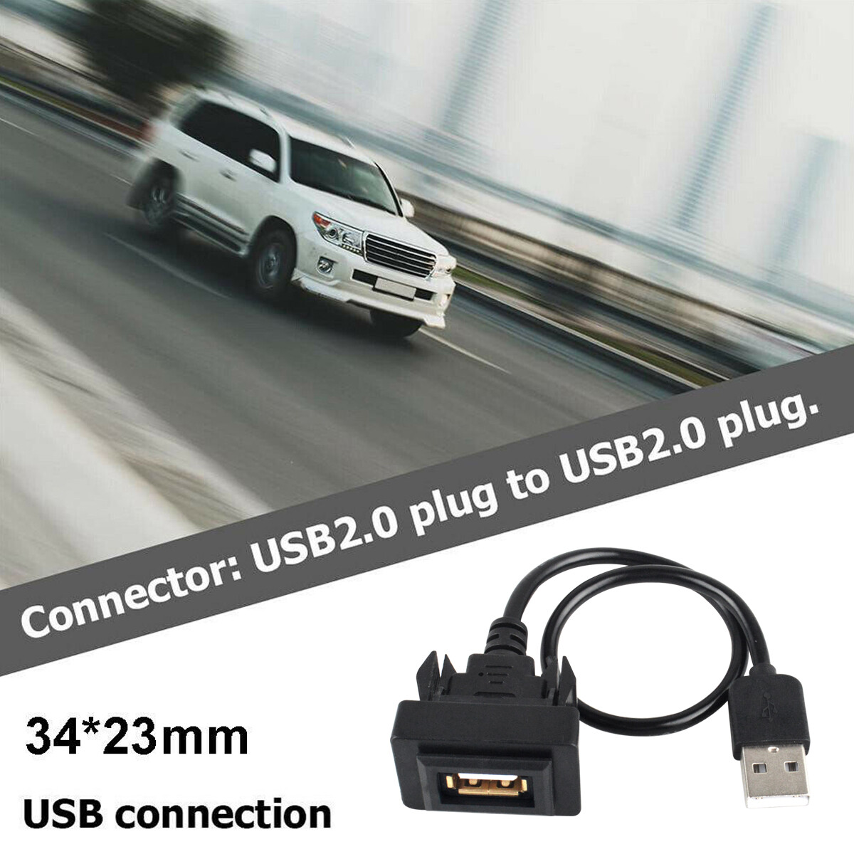 Car Dash Flush Mount USB Port Panel Extension Cable Adapter Fits for ...