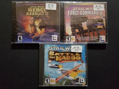 Star Wars PC Game Lot: Rebel Assault II, Force Commander, Battle for ...