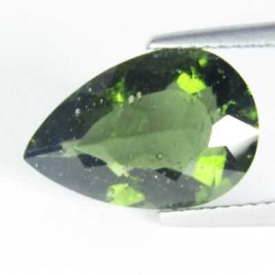4.32Cts Unique Natural Gorgeous Green Moldavite 15x10mm Pear Cut Loose ...