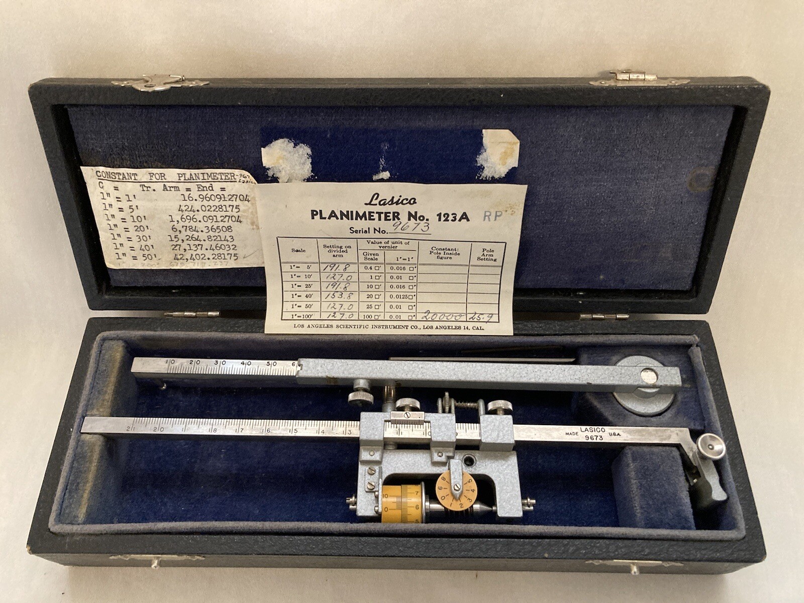 Lasico Planimeter #123A Serial #9673 Vintage Drafting Tool with Case | eBay