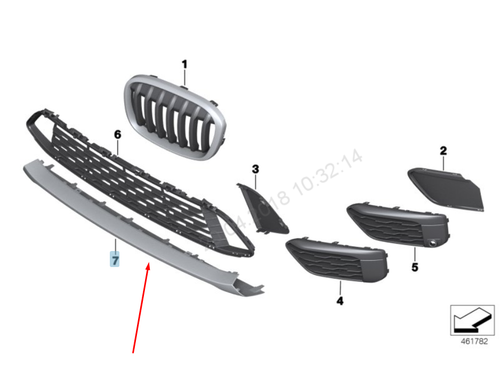NEW BMW X1 F48 FRONT BUMPER LOWER GRILLE TRIM 51117425977 7425977 2015 ...