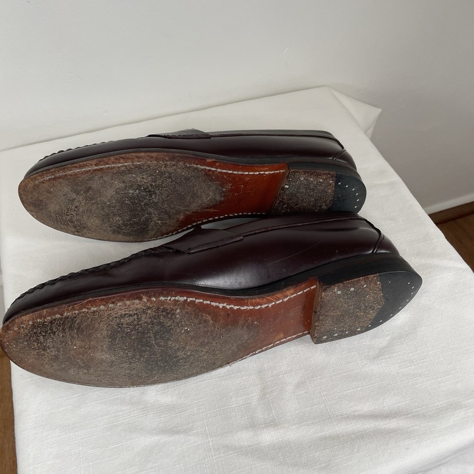 Sebago Hand Sewn VINTAGE Men's Red Brown Penny Loafer 11 D Made in USA ...