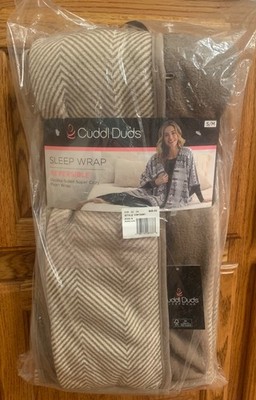 Cuddl Duds Sleep Wrap Tan/Brown Chevron S/M Reversible Cozy Plush ...