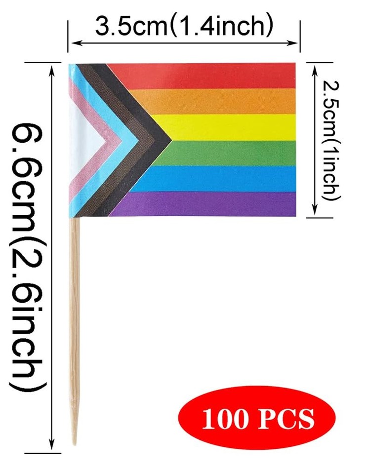 100 PCS Progress Pride Rainbow Toothpick Flags Mini Gay LGBTQ Party ...