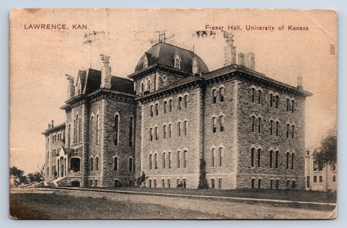 Vintage Postcard Lawrence KS Fraser Hall University of Kansas 1907 a2 ...