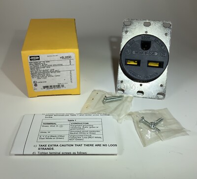Hubbell HBL9330 30A 250V 2-Pole 3-Wire Straight Blade Flush Receptacle ...