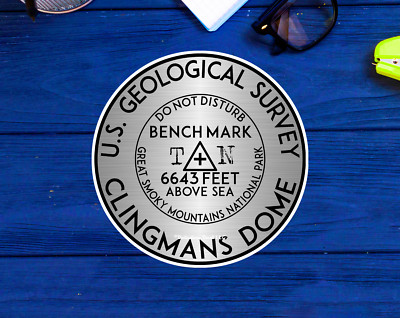 Clingmans Dome Sticker Hiking Benchmark Climbing Bench Mark Thick Vinyl ...