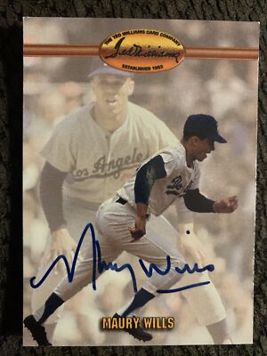 MAURY WILLS LOS ANGELES DODGERS 1993 TED WILLIAMS CARD #17 SIGNED ...