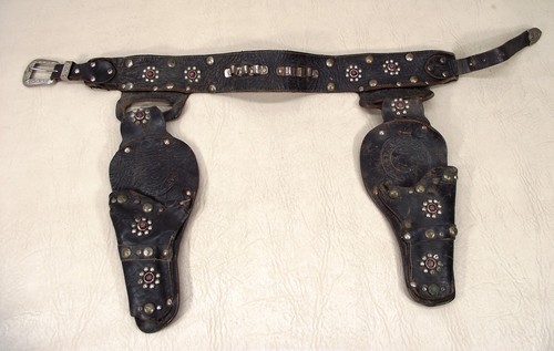 1950s Lone Ranger Embossed Child's Leather Double Holster with Jeweled ...
