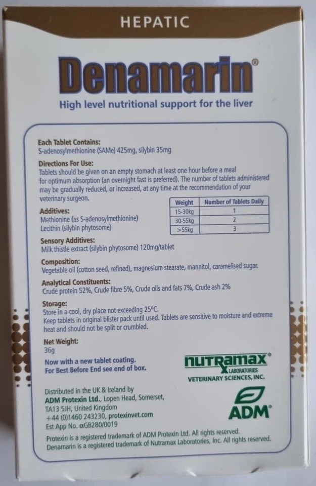 Protexin Denamarin 425mg For Large Dogs - 30 Tablets - Hepatic Liver ...