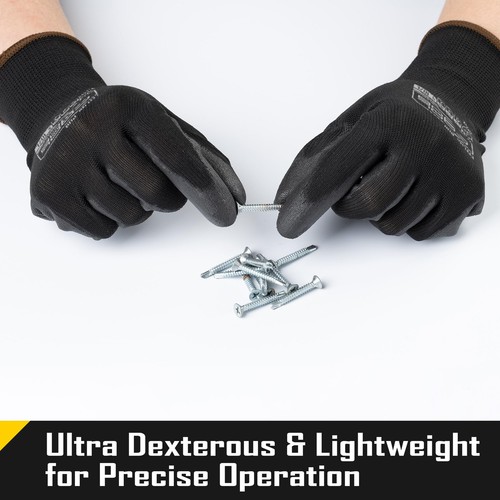 12/60 Pairs Safety Work Gloves Pack Bulk with Grip PU Coating, 13 Gauge ...