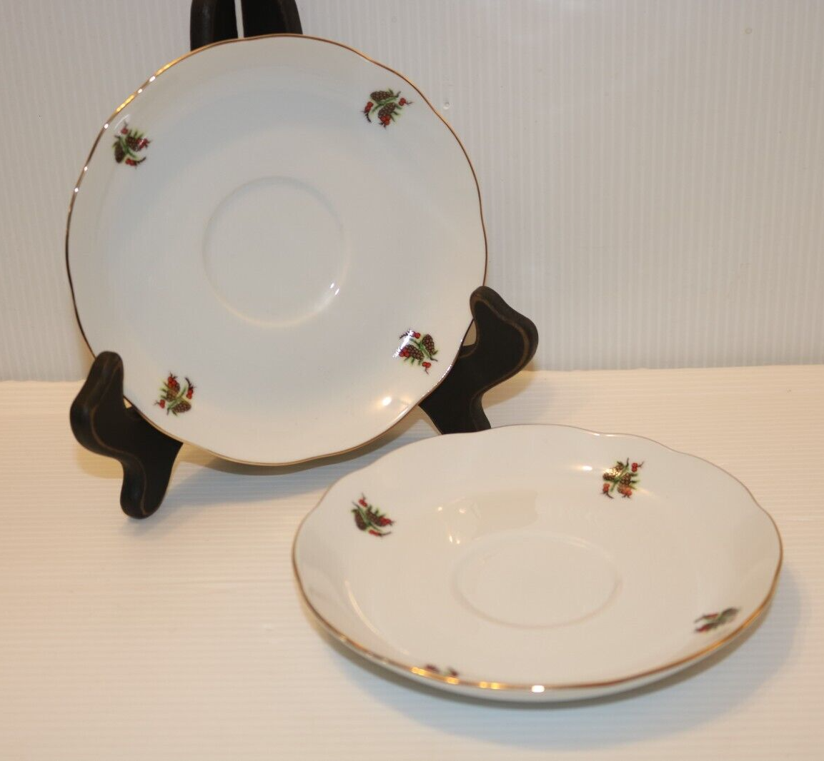 Pair of 5 3/4" Christineholm Porcelain Tea Cup Saucers, Lars Carlson ...