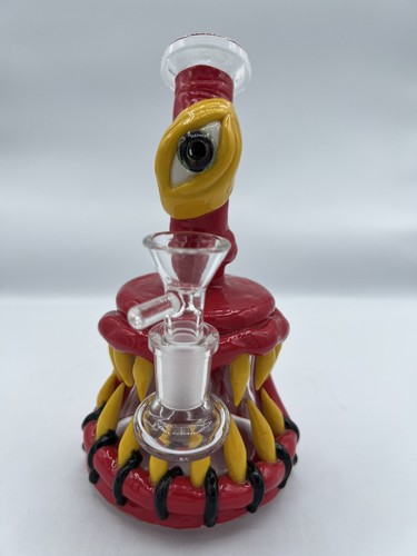 7" Red Monster Eye Eyeball Glass Bong Teeth THICK Colorful Fun Tobacco ...