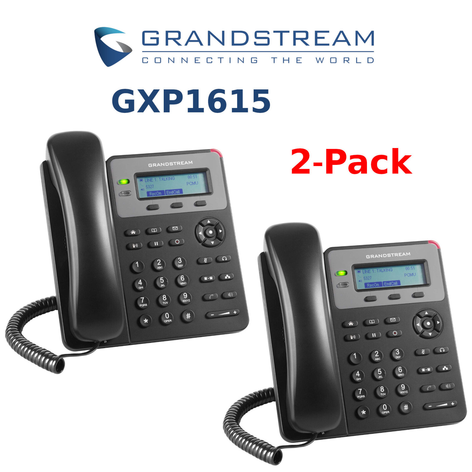 2 Pack Set Grandstream Small Business 1-LIne IP Phone with PoE LCD ...