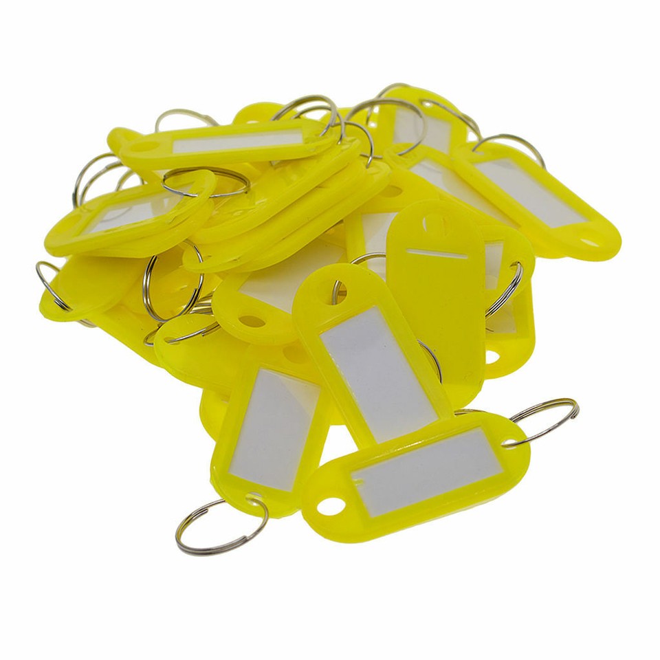 50X BULK KEY TAGS PLASTIC IDENTITY CAR KEY RINGS Yellow | eBay