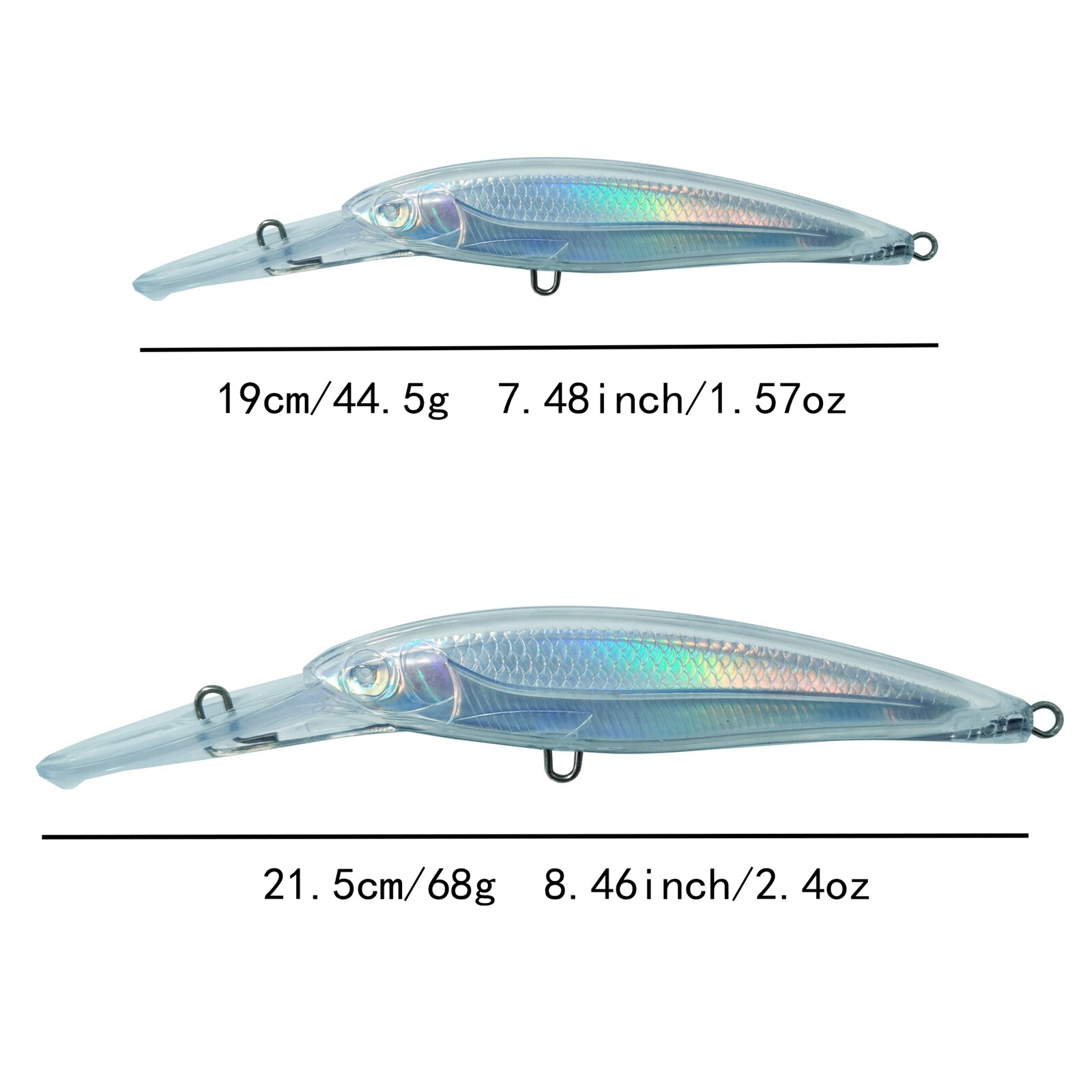 5x Large Laser Unpainted Blanks Minnow Topwater Bass Fishing Lures ...