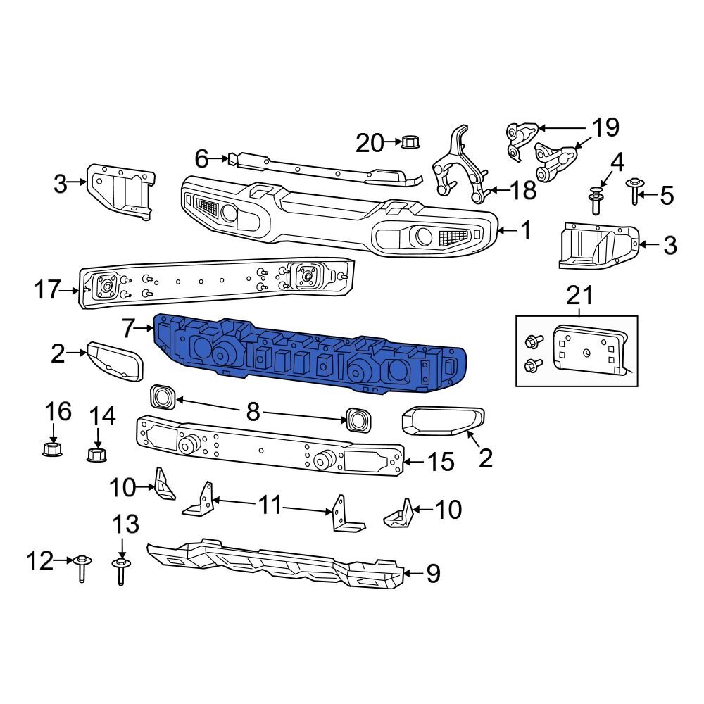 For Jeep Gladiator 2020-2022 Jeep 68293705AC Front Bumper Impact ...
