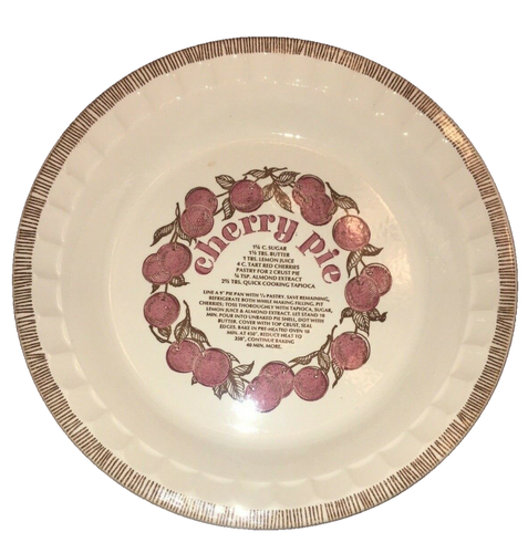 JEANNETTE ROYAL CHINA VINTAGE CHERRY PIE DISH SERVER DEEP DISH w/RECIPE ...