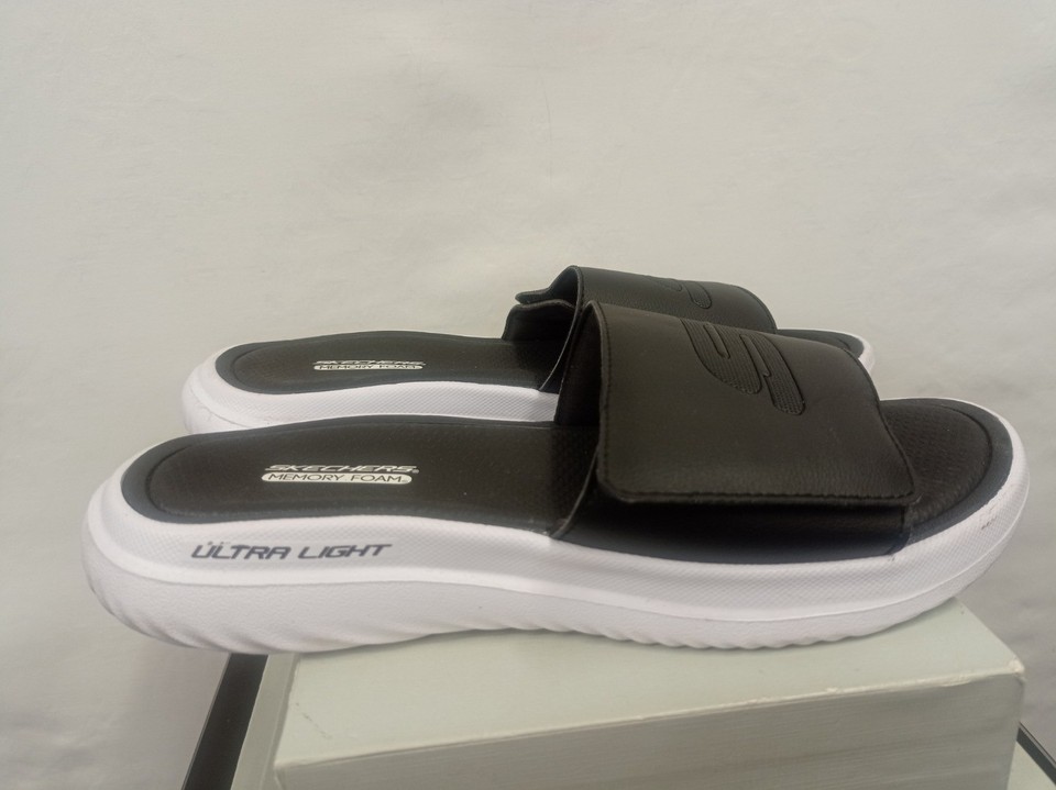 SKECHERS Memory Foam Ultra Light Black Easy Fasten Sliders UK Size 9 CG ...