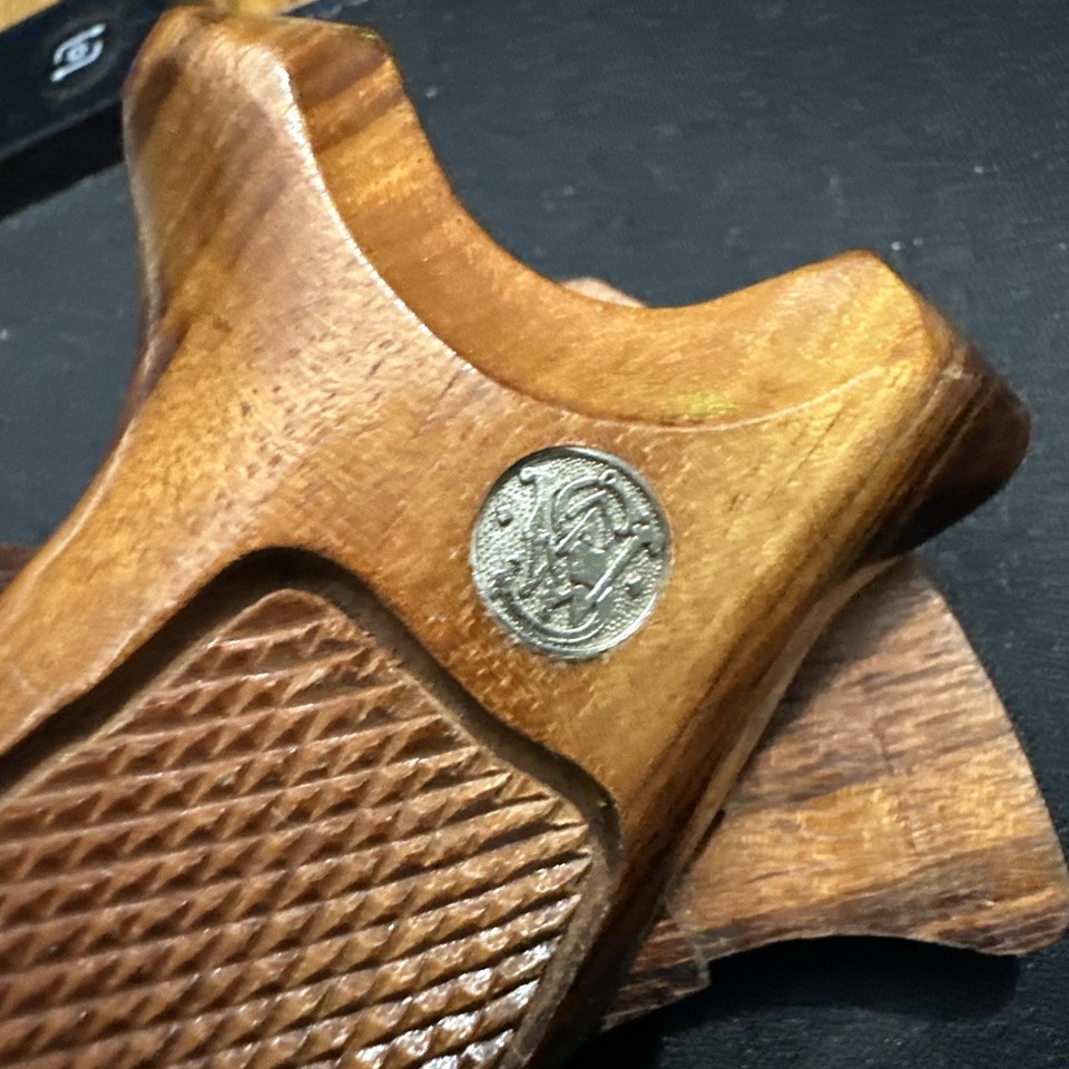 Vintage Smith & Wesson Target Stocks Grips N Frame Square Butt Silver ...