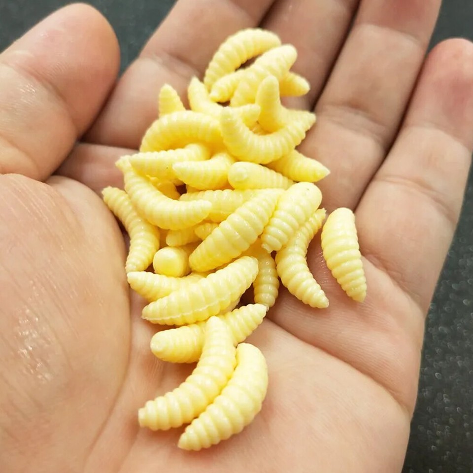 EY# 50Pcs 20mm Maggot Grub Soft Fishing Worm Lure for Freshwater ...