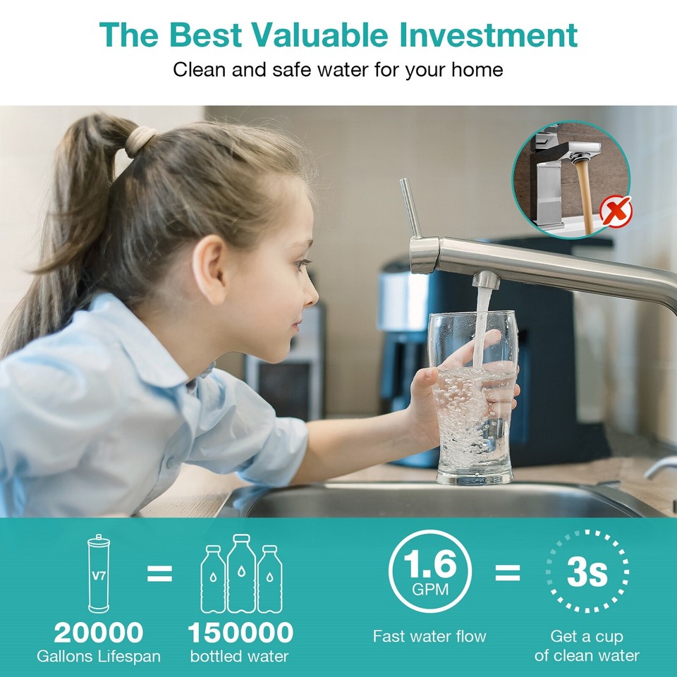 SimPure V7 5 Stage Under Sink Water Filter System Purifier 20K Gallons ...