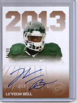Le'Veon Bell #94/99 RC Auto Rookie 2013 Press Pass Autograph Gold Jets ...