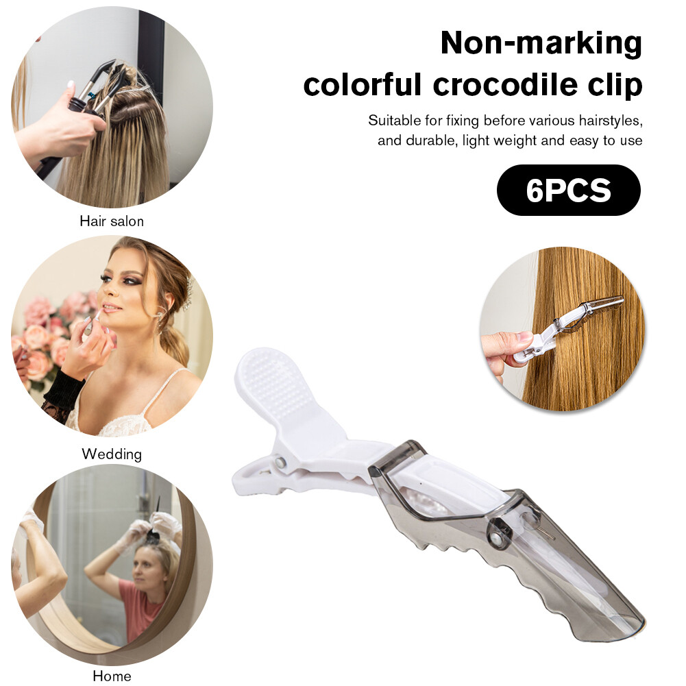 6pcs Clips Barber Durable Plastic Dual Port Design Salon Supplies (Grey ...