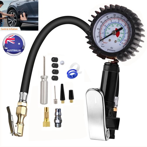 Tyre Inflator Air Pressure Tire Gauge w/ Hose Fit Nitto Connector Car ...