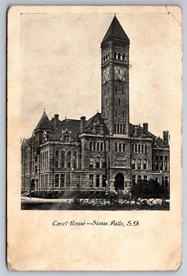 Sioux Falls Court House Clock Tower SD C1908 Postcard U14 | eBay
