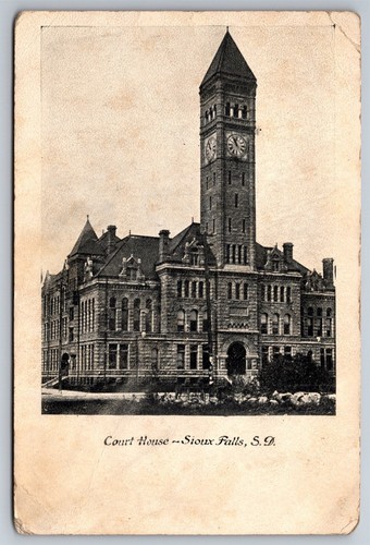 Sioux Falls Court House Clock Tower SD C1908 Postcard U14 | eBay