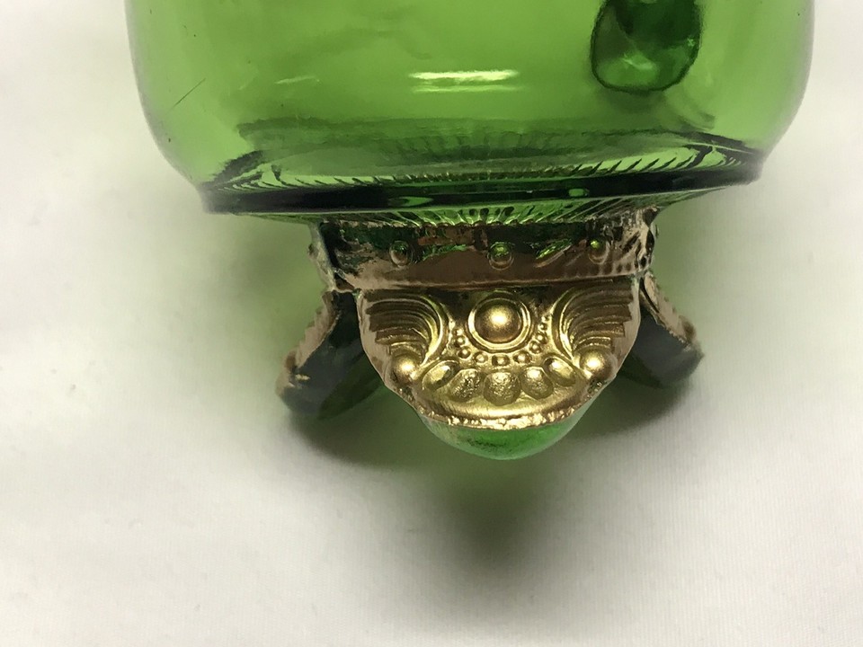 1908 Green Glass 3 Footed Cup “Mother” Cedar Point Amusement Park ...