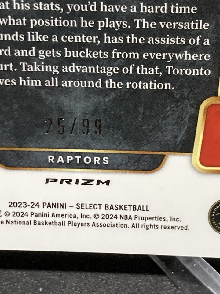 Scottie Barnes 2023-24 Panini Select NBA Concourse 54 Pink Cracked Ice ...