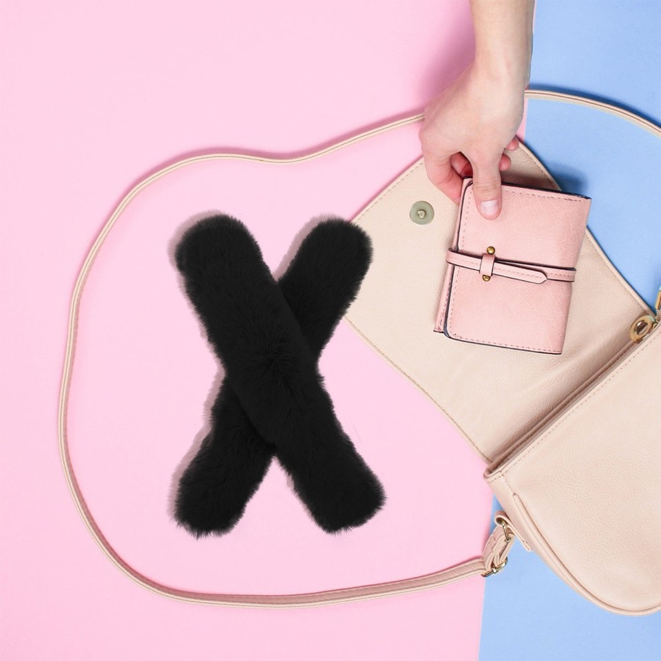 2pcs Handbag Chain Strap Protector - 12" Faux Fur Plush Zippered Chain ...