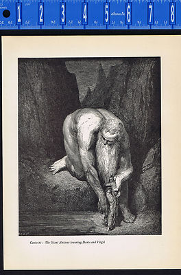 Dante, Inferno: Giant Antaeus Lowering Dante & Virgil -1948 Wood ...