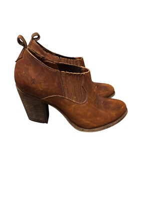 Women's Frye Ilana Pull On Cognac Western Leather Shooties Low Boots Sz ...
