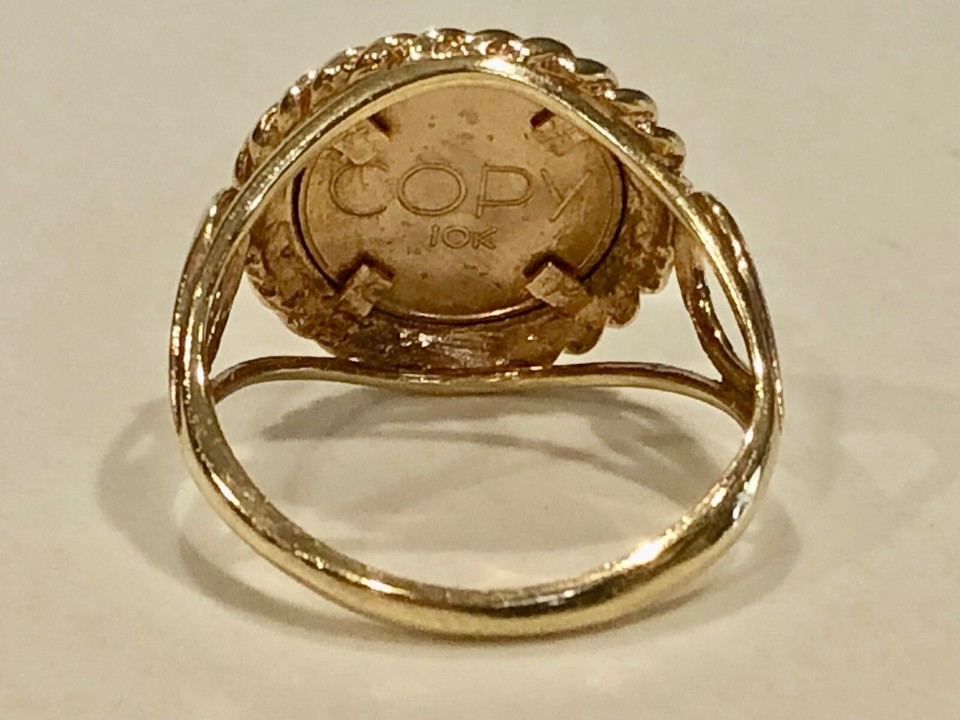 Chinese Panda Coin Ring 10K Yellow Gold | eBay