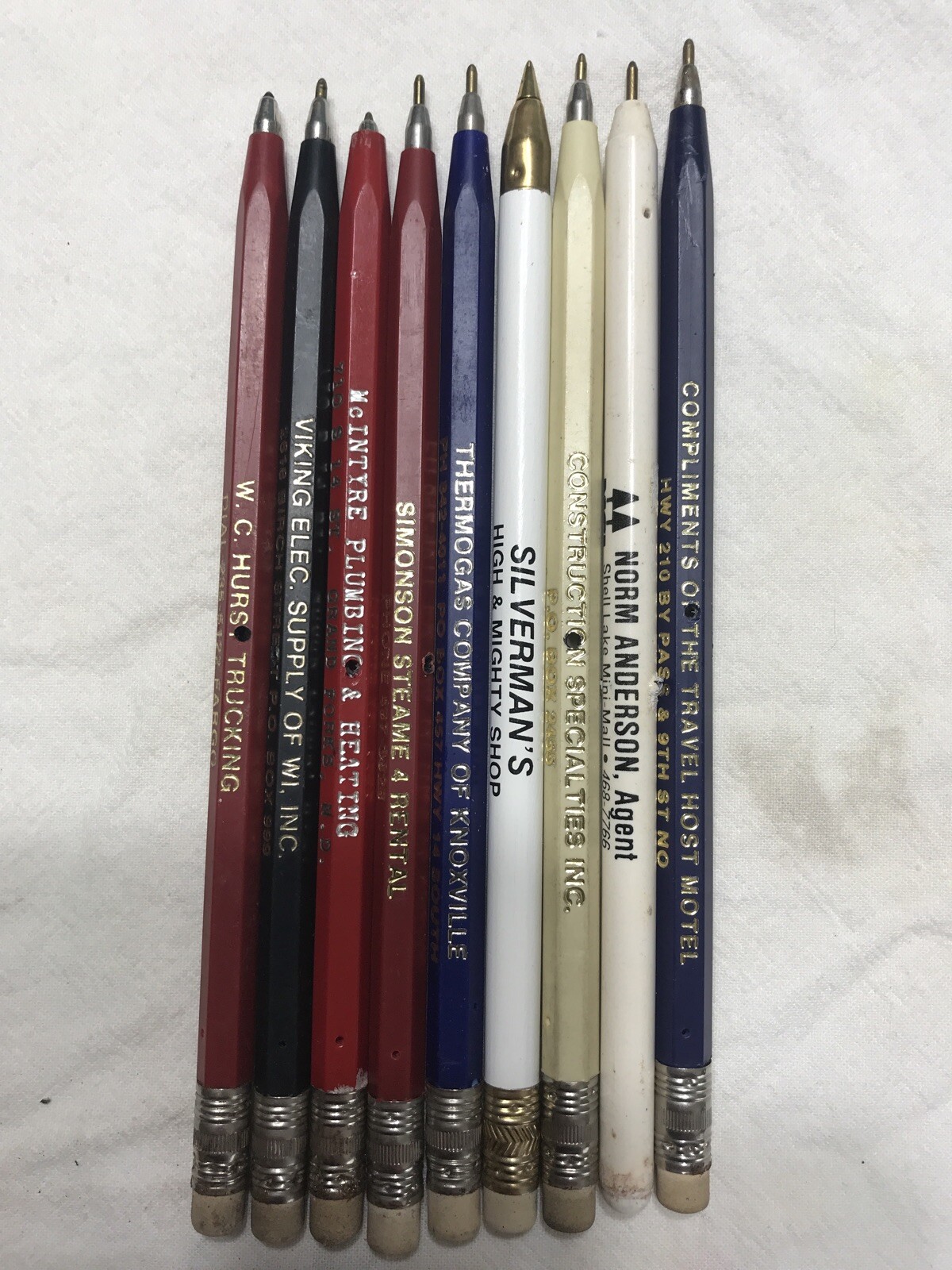 Vintage Lot of 9 Old Advertising Stick Pens NORTH DAKOTA WISCONSIN | eBay