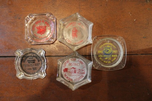 Lot of 5 Advertising Glass Ash Trays, Jeanette, Washington & West ...