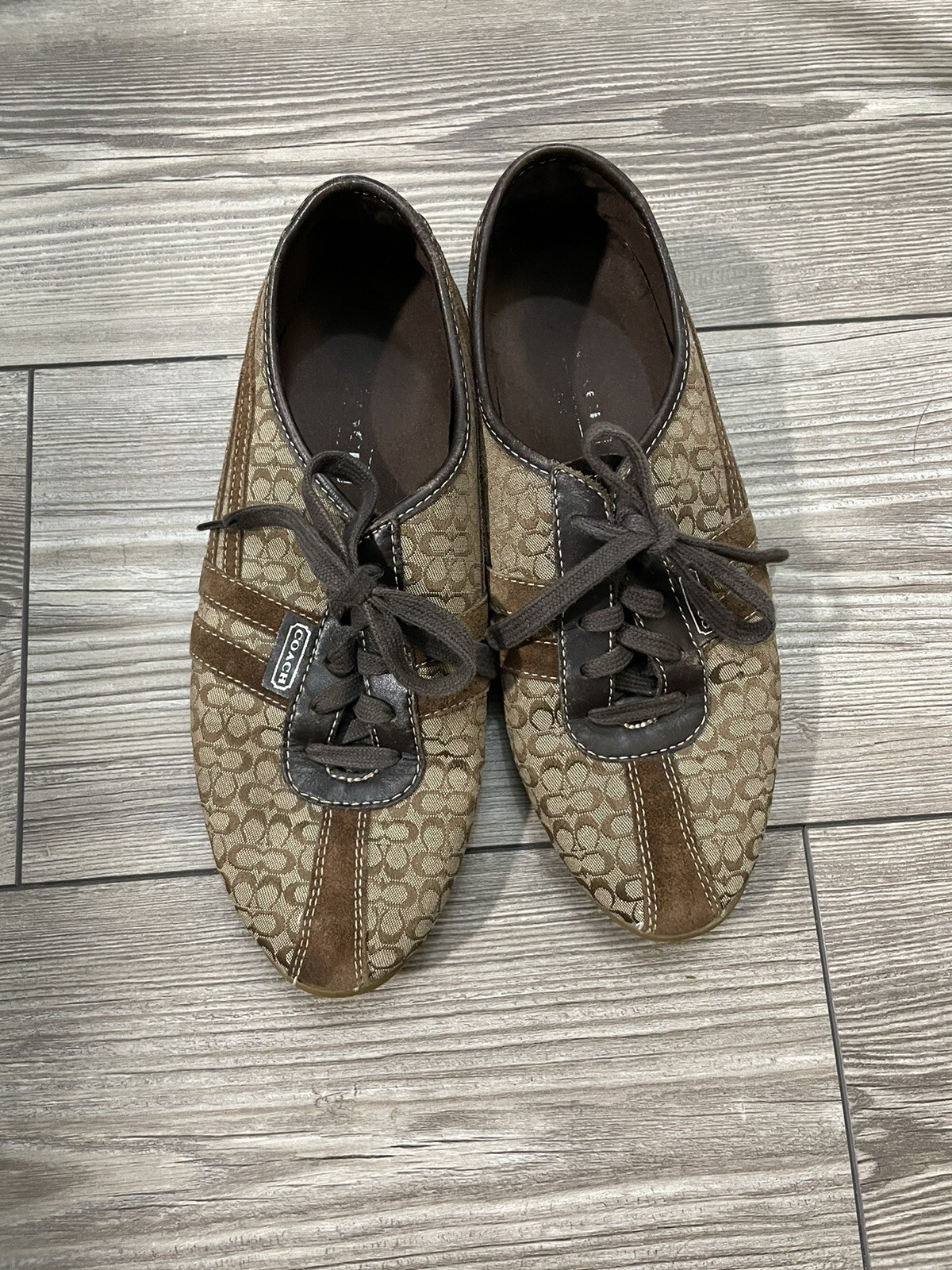 Vintage Coach P506 Ellie Brown Leather & Canvas LaceU… - Gem