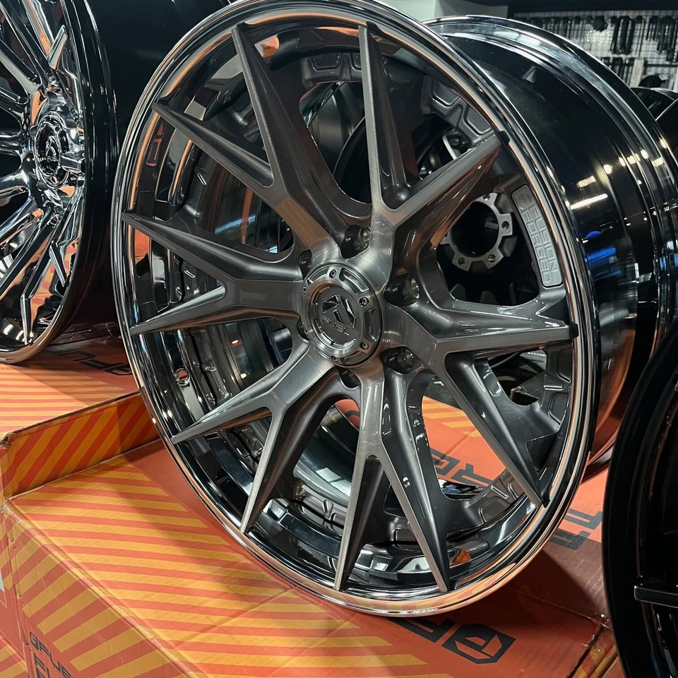 (4) New Fuel FC402 Catalyst 22" Gloss Brushed 22x10 6x5.5 Wheels Rims ...