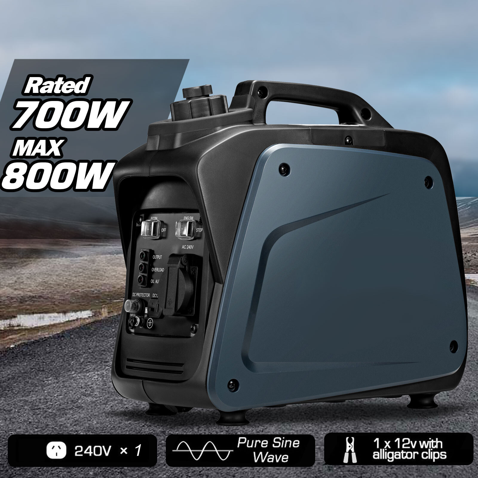 Gentrax Portable Inverter Generator 700W Generators Pure Sine Petrol ...