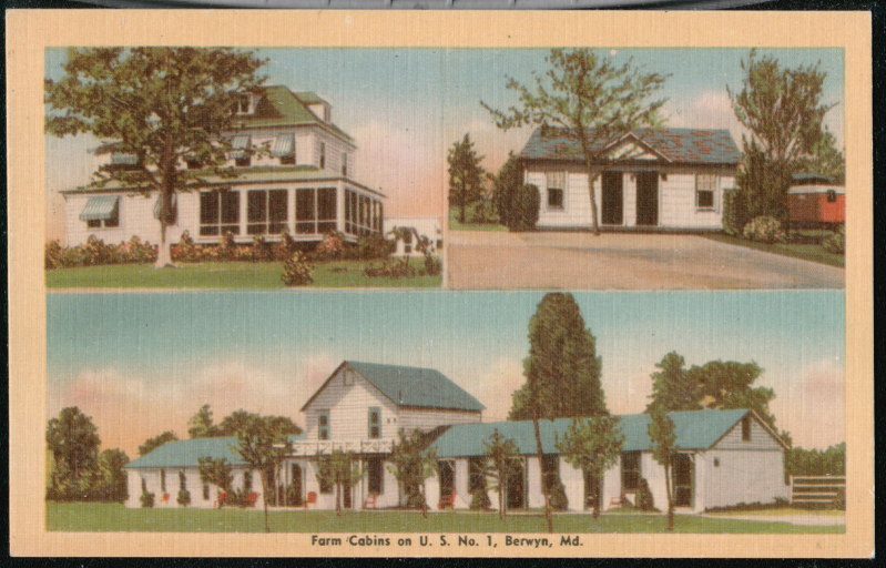 BERWYN MD Farm Cabins Cottage Motel US Rt 1 Vtg Linen Maryland Postcard ...