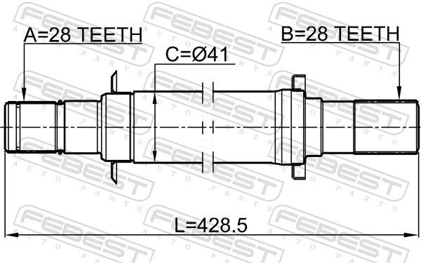 DRIVE SHAFT CV JOINT FRONT RIGHT FEBEST 2212-SLAT V NEW OE REPLACEMENT ...