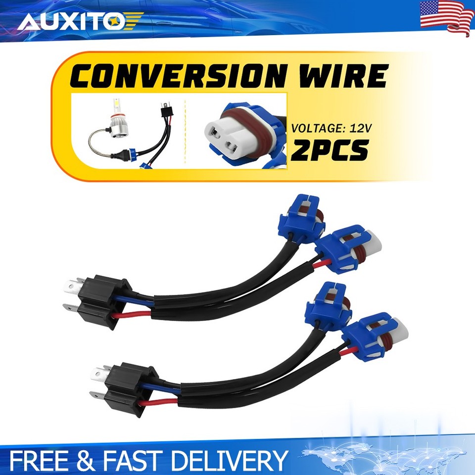 2Pcs 9003 HB2 to 9005 HB3 9006 HB4 Headlight Conversion Wiring Harness ...