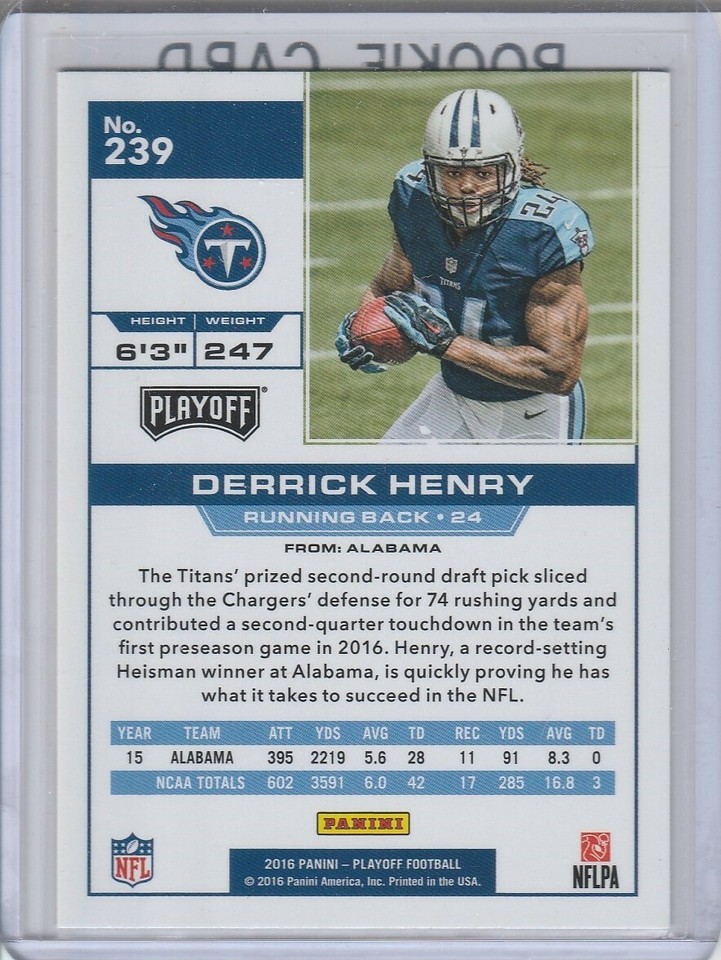 DERRICK HENRY ROOKIE CARD 2016 Football Tennessee Titan Panini Playoff ...