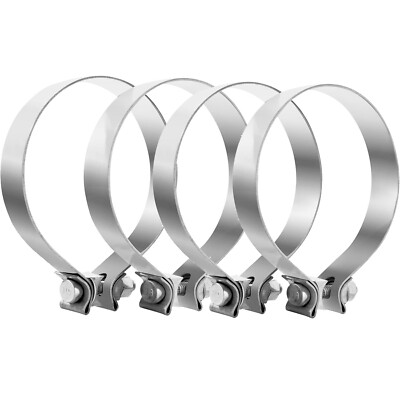 4pcs 5 Inch Exhaust Clamp Narrow Band Pipes Muffler Clamp 304 Stainless ...
