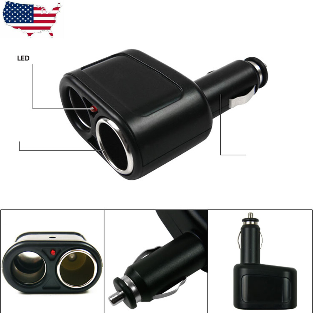 Two-Way 12V DC Car Cigar Cigarette Lighter Double Power Adapter Socket ...