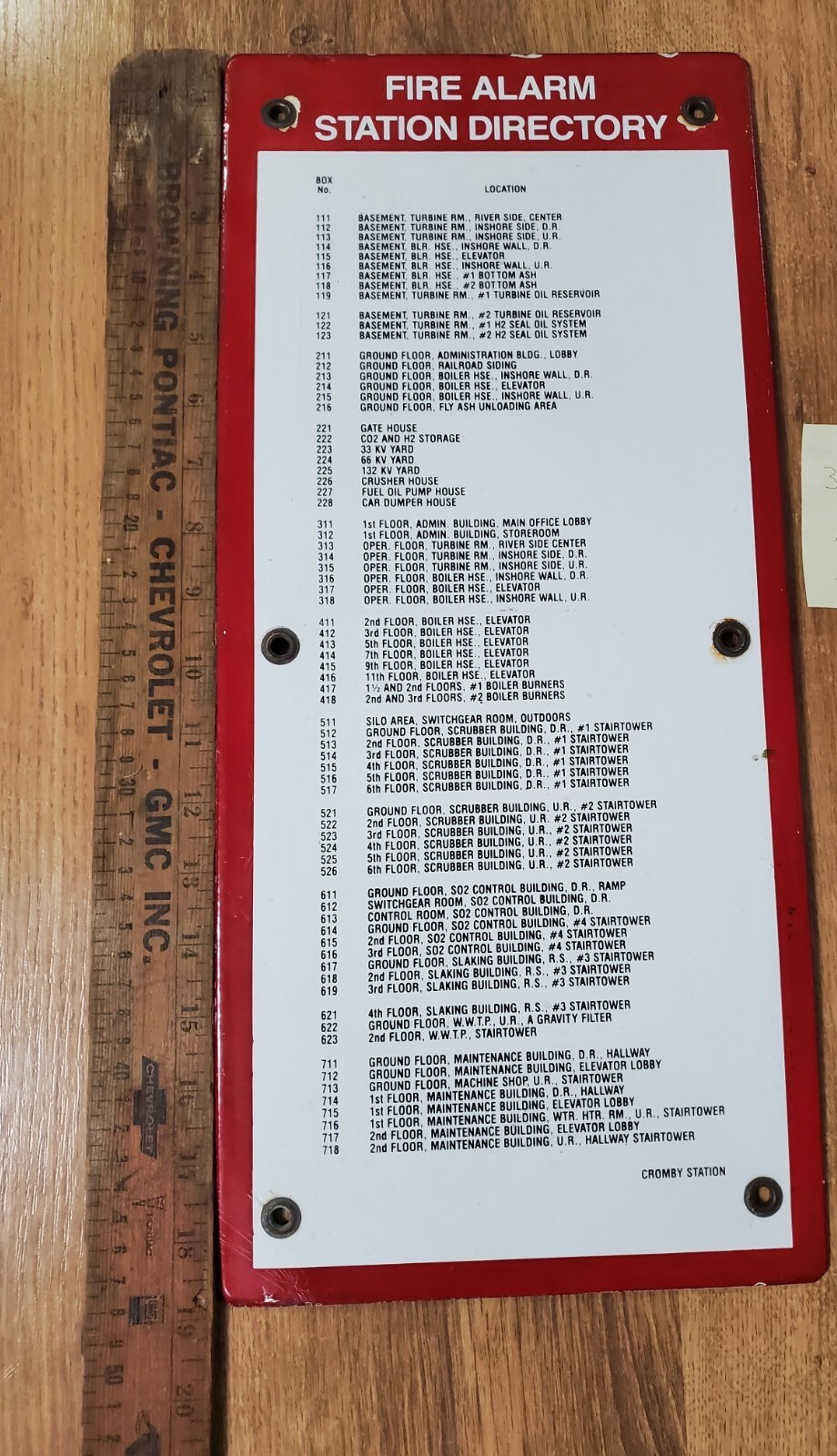 50’s Fire Alarm Call Box Directory Porcelain Sign,Cromby Station 19 x 8 ...