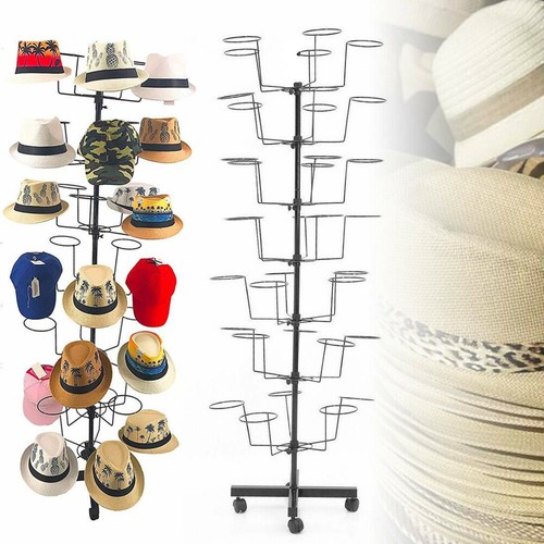 Rotating Hat Display Rack Free Standing Metal Floor Caps Headwear Stand ...